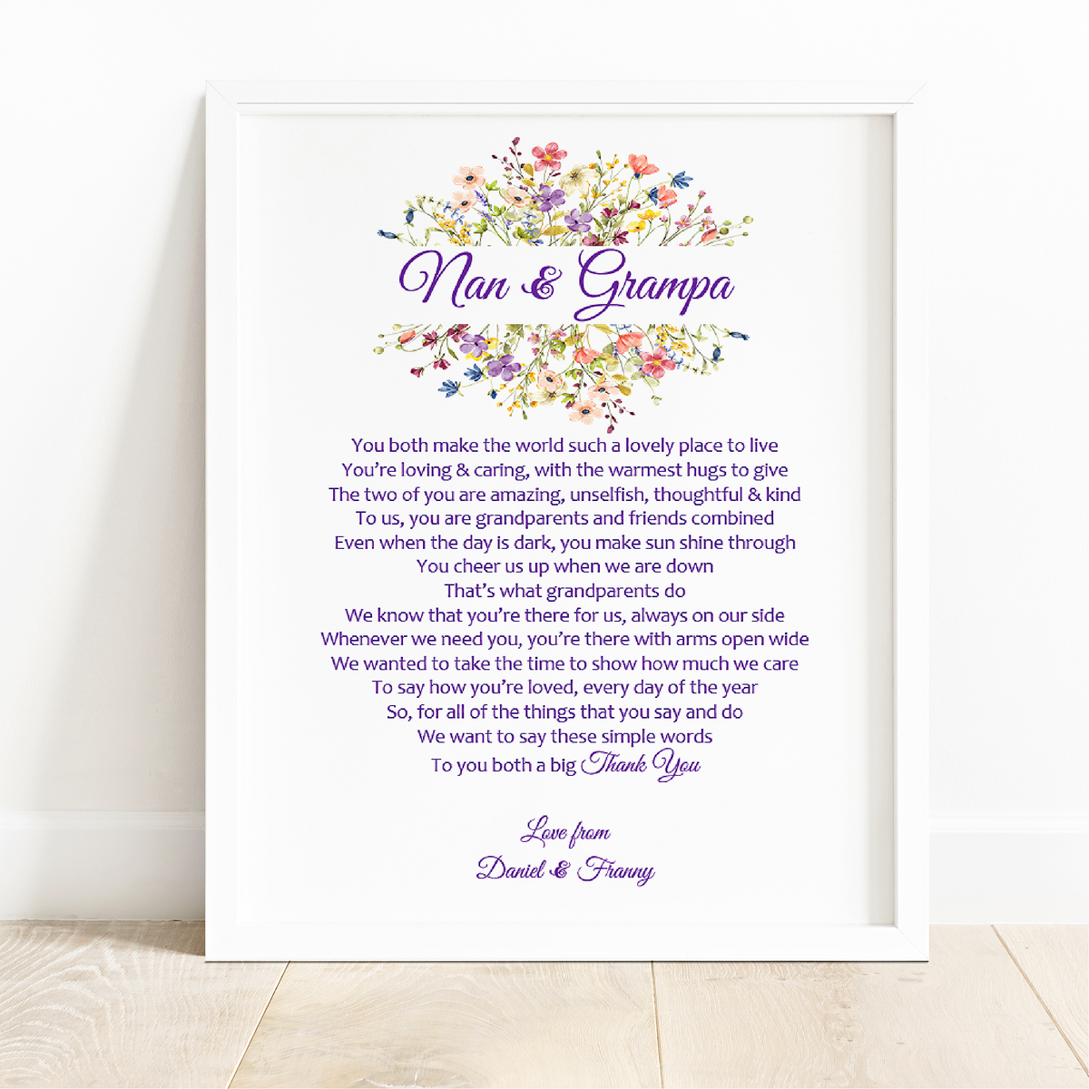 Thank You Grandparents Poem Thank You Poem For Grandparents Etsy