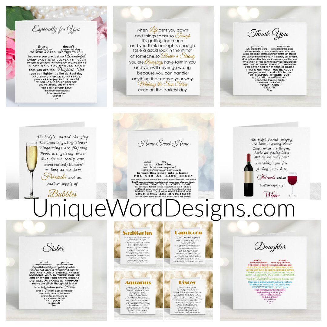 Greeting Cards – Unique Word Designs