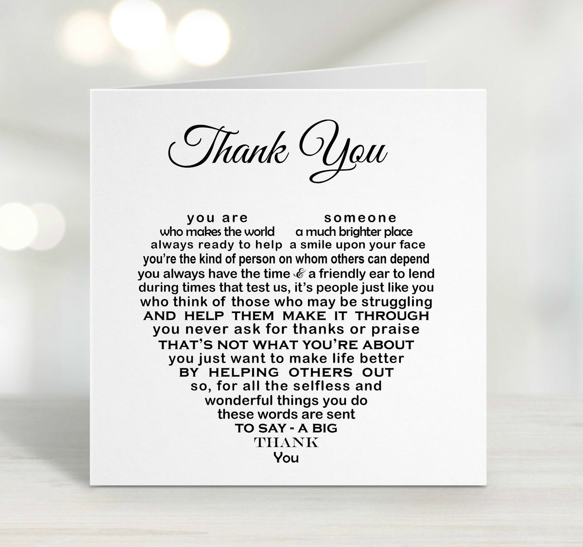Thank You Card - Sentimental Thank You for Everything Poem – Unique ...